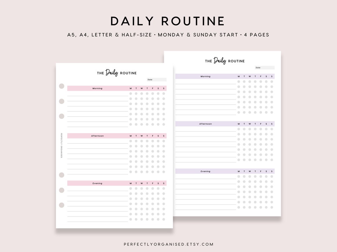 PRINTABLE Daily Routine Daily Schedule, Weekly Routine, Daily Planning ...