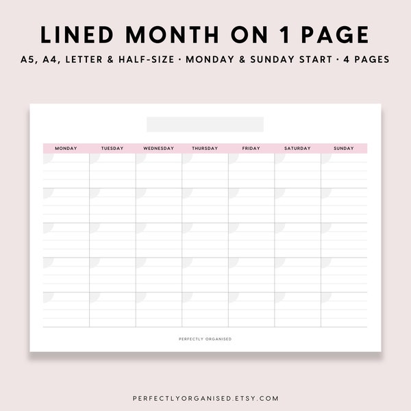 Undated Calendar - Etsy