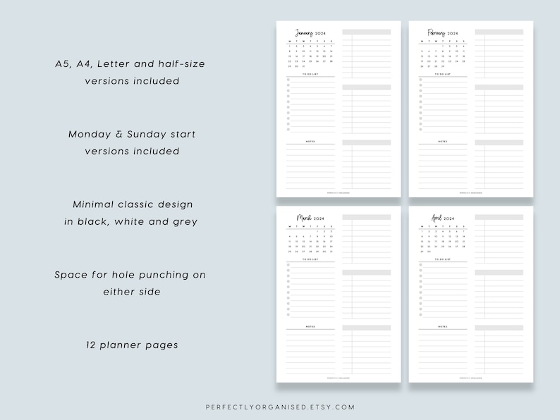 PRINTABLE 2024 Day on 1 Page 2024 Daily Planner, 2024 Daily Pages, 2024 ...