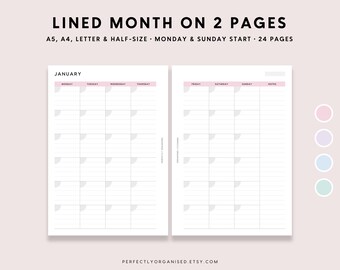 2025 Monthly Planner Printable | 2 Pages per Month L Planner Insert ...
