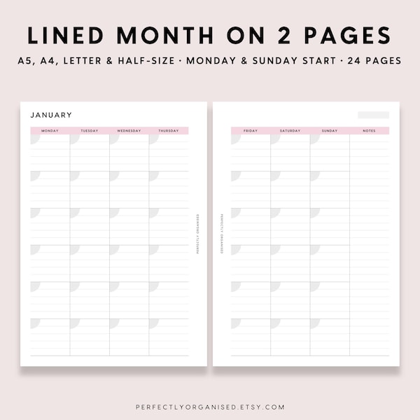 Monthly Calendar - Etsy