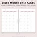 Lined Month on 2 Pages Printable: Pastel Monthly Planner Pages (A5 A4 ...