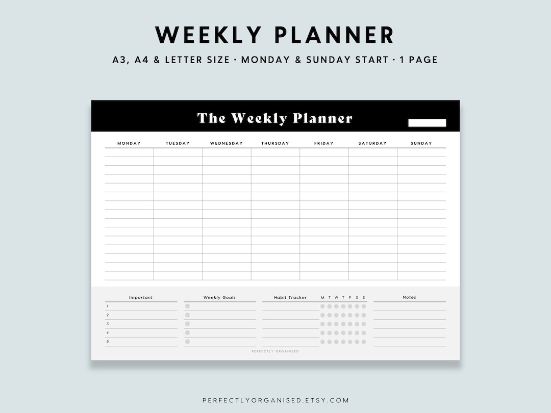 PRINTABLE Weekly Planner design 3 Desk Planner, Weekly Schedule, Weekly ...