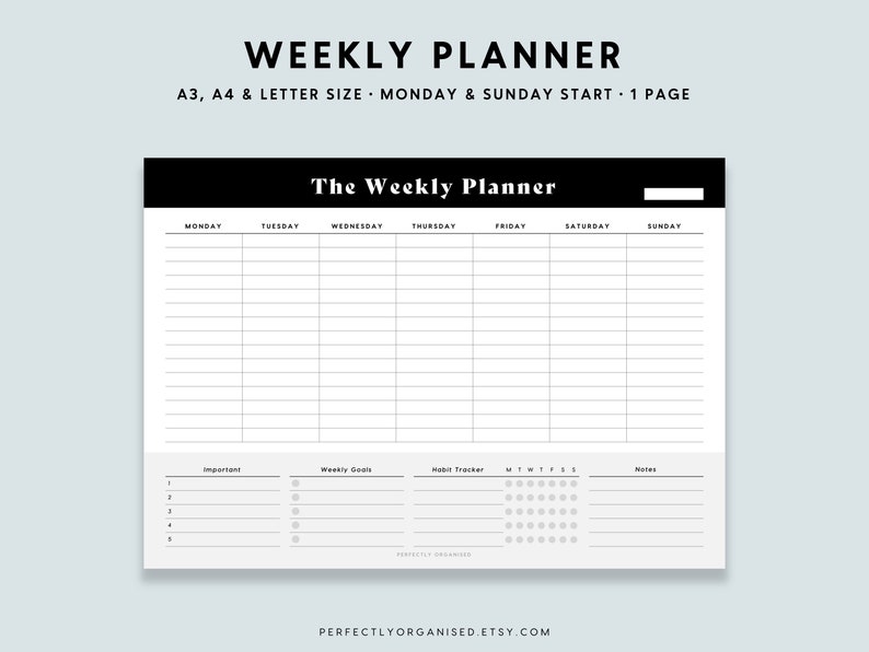 PRINTABLE Weekly Planner design 3 Desk Planner, Weekly Schedule, Weekly ...