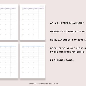 Lined Month on 2 Pages Printable: Pastel Monthly Planner Pages (A5 A4 ...