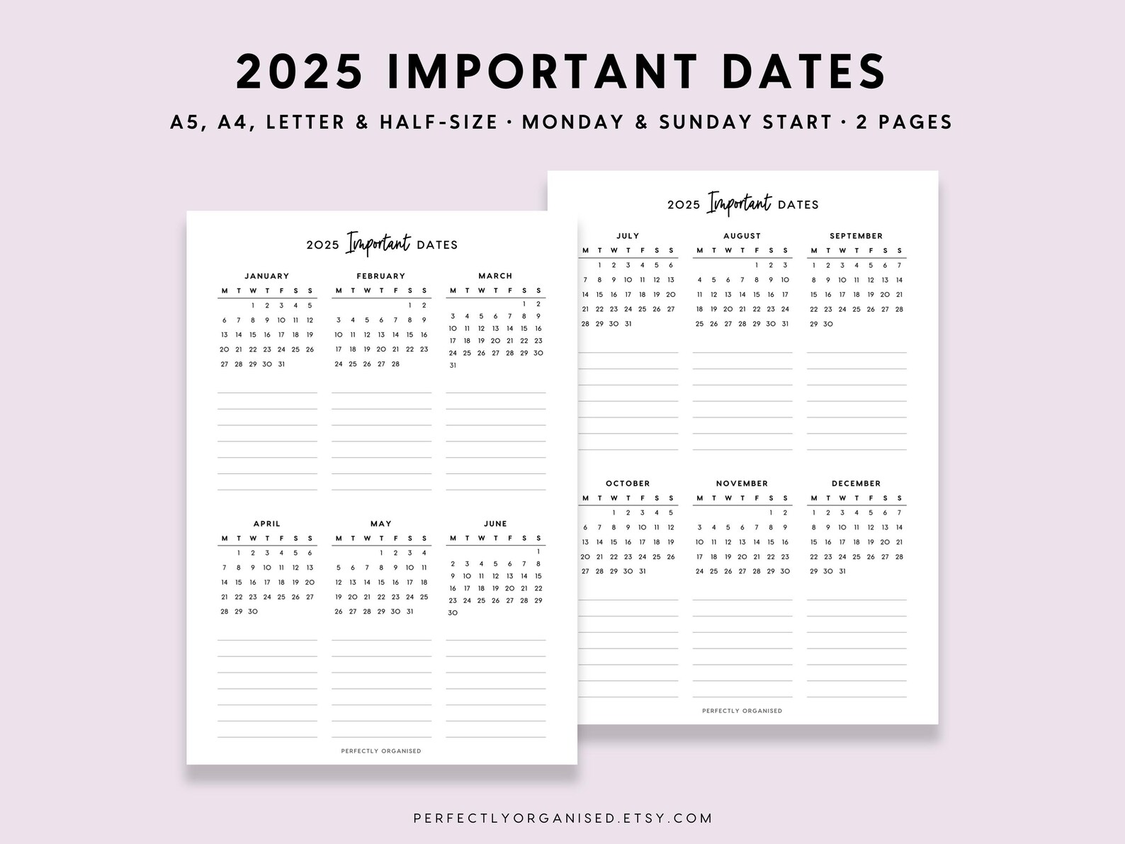 2025 Important Dates | 2025 Monthly Dates Overview, 2025 Monthly ...