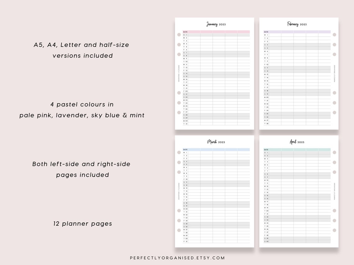 PRINTABLE 2023 Family Planner 2023 Family Calendar 2023 - Etsy