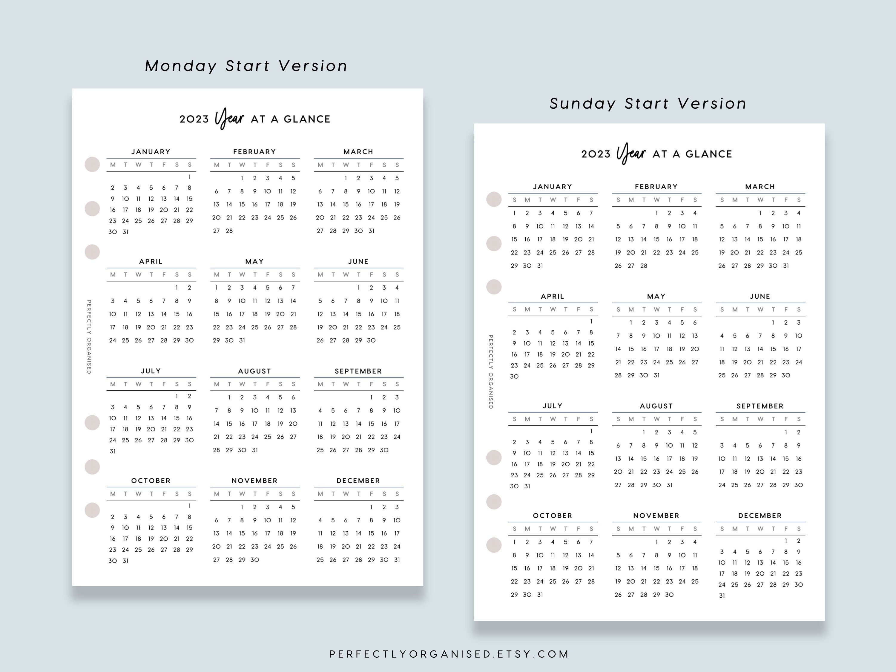 PRINTABLE 2023 Year at Glance & Important Dates 2023 - Etsy Australia