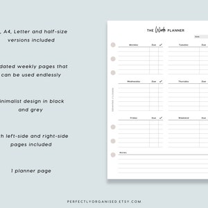 PRINTABLE Work Planner Work Tracker, Work Schedule, Workday Planner ...