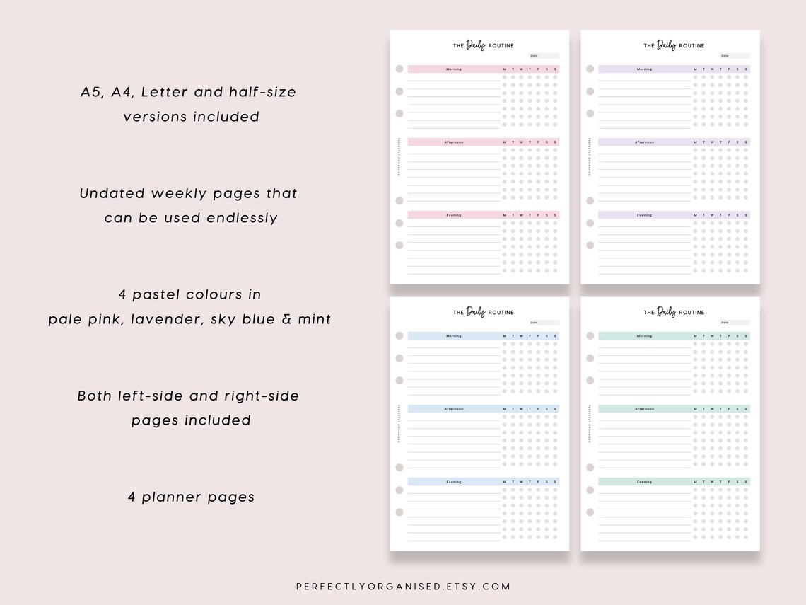 PRINTABLE Daily Routine Daily Schedule, Weekly Routine, Daily Planning ...