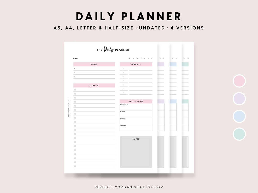 Daily Planner 7 | Daily Plan, Daily Schedule, Day Planner, Daily Insert ...