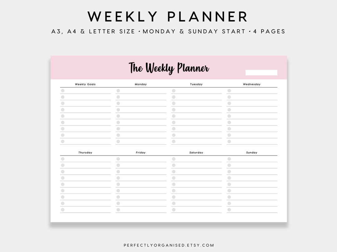 PRINTABLE Weekly Planner design 1 Desk Planner Weekly - Etsy UK