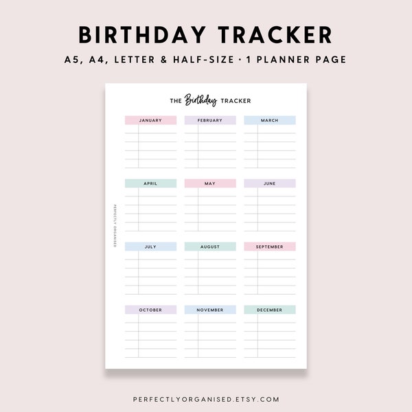 Birthday Tracker - Etsy