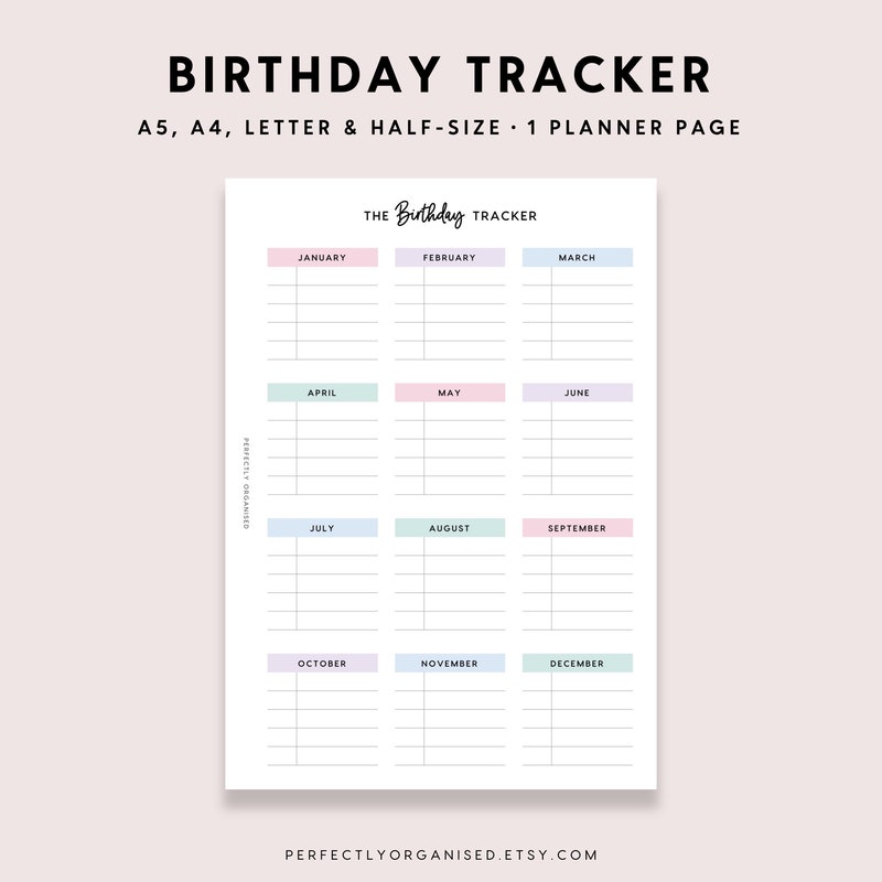 Birthday Tracker - Etsy
