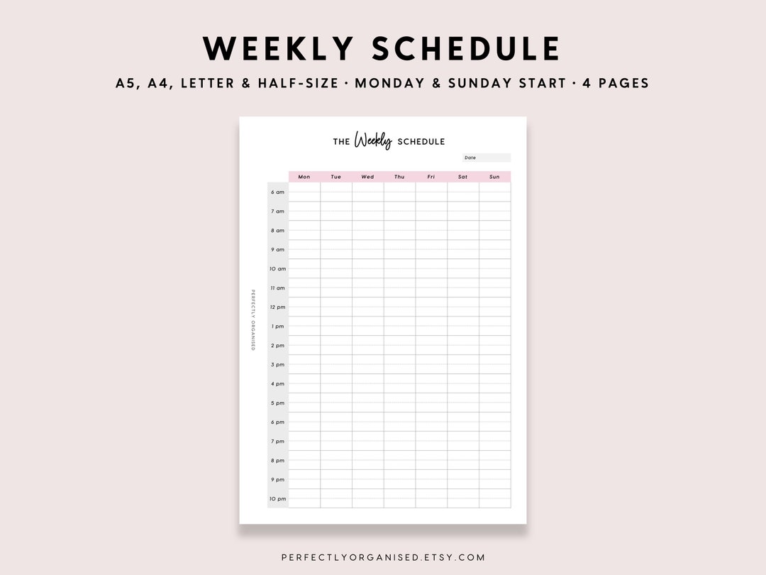 PRINTABLE Weekly Schedule Ideal Week Schedule, Weekly Agenda, Weekly ...