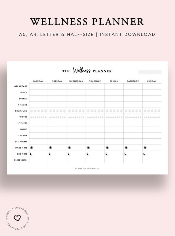 PRINTABLE Wellness Planner Health Planner Wellness | Etsy