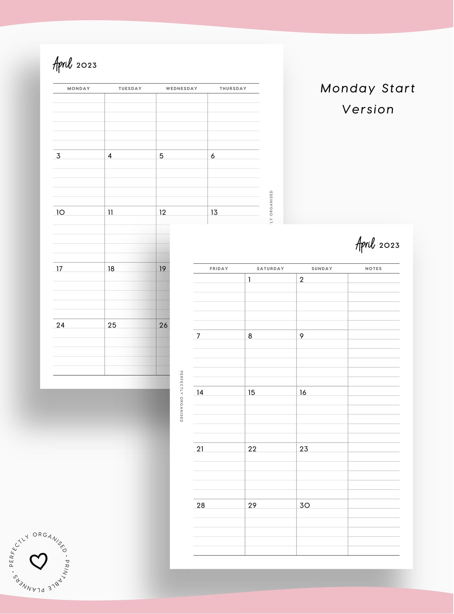 PRINTABLE 2023 Lined Month on 2 Pages 2023 Monthly Planner - Etsy UK