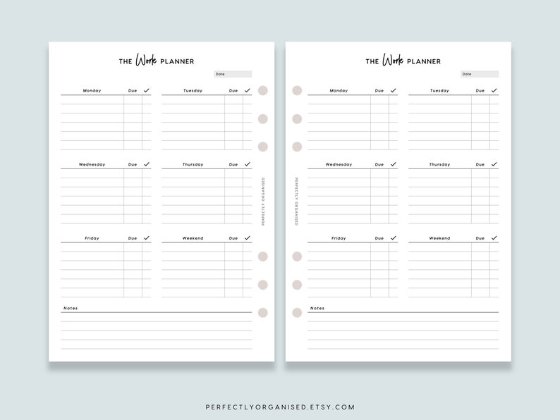 PRINTABLE Work Planner Work Tracker, Work Schedule, Workday Planner ...
