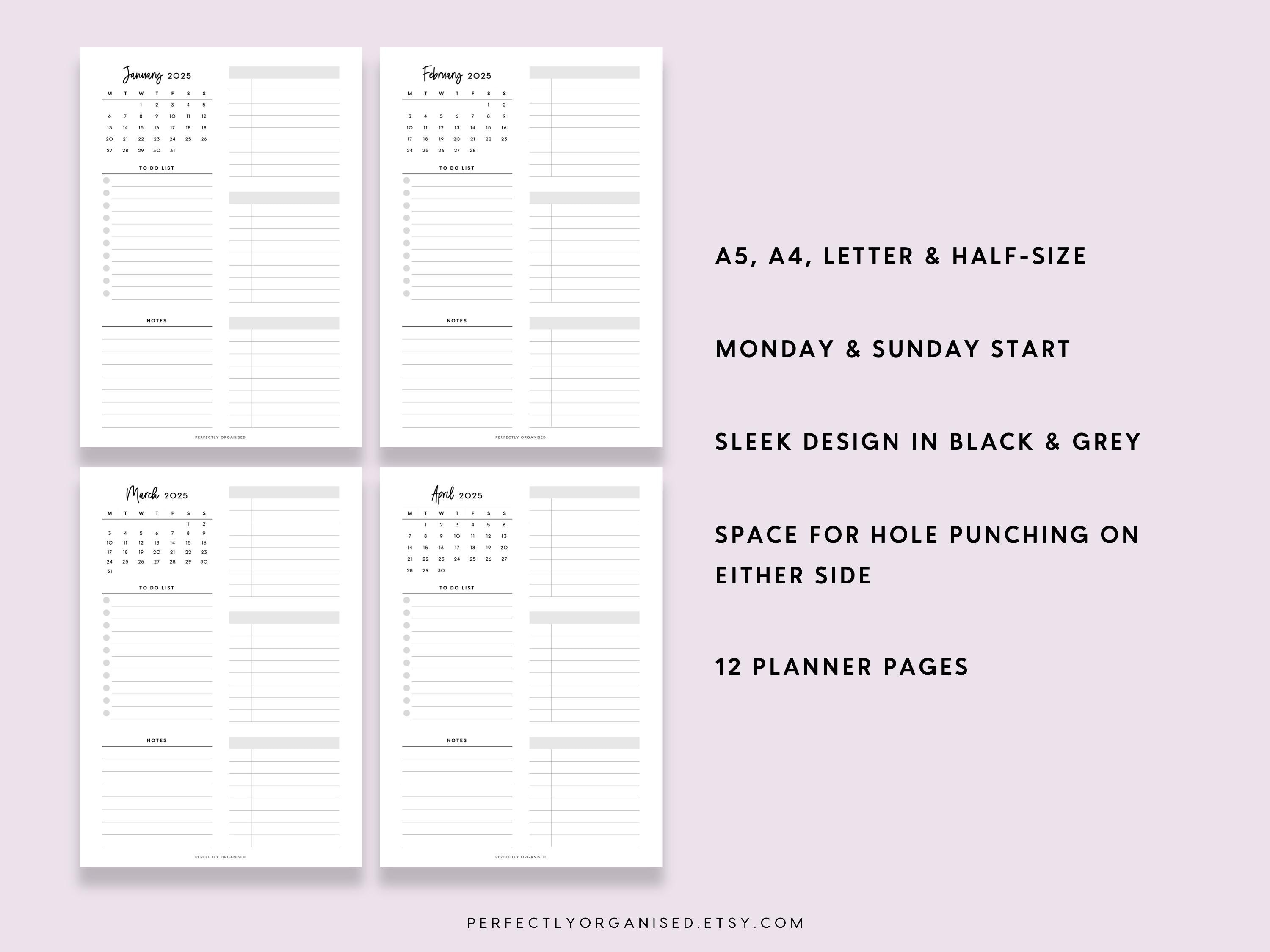 2025 Day on 1 Page | 2025 Daily Planner, 2025 Daily Pages, 2025 Day on ...