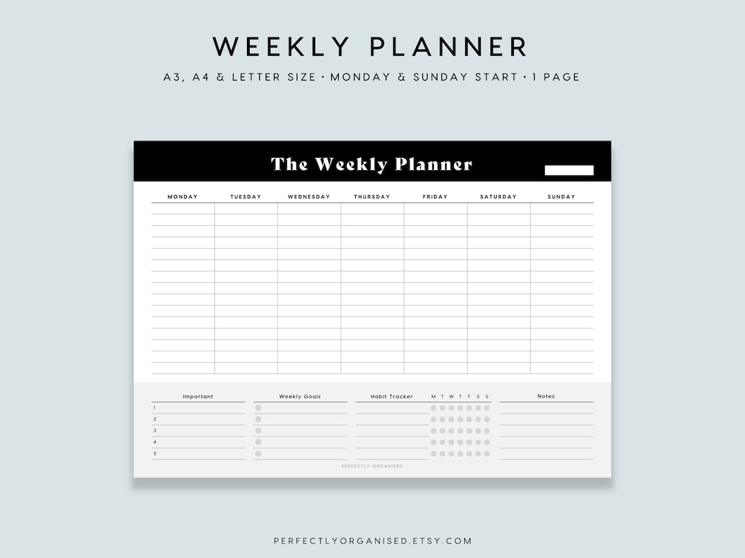 PRINTABLE Weekly Planner design 3 Desk Planner, Weekly Schedule, Weekly ...