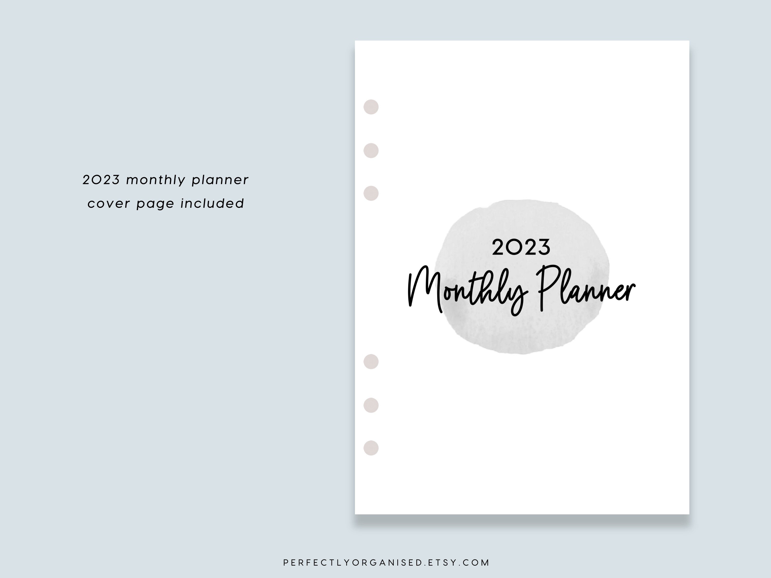 PRINTABLE 2023 Month on 2 Pages 2023 Monthly Planner 2023 - Etsy