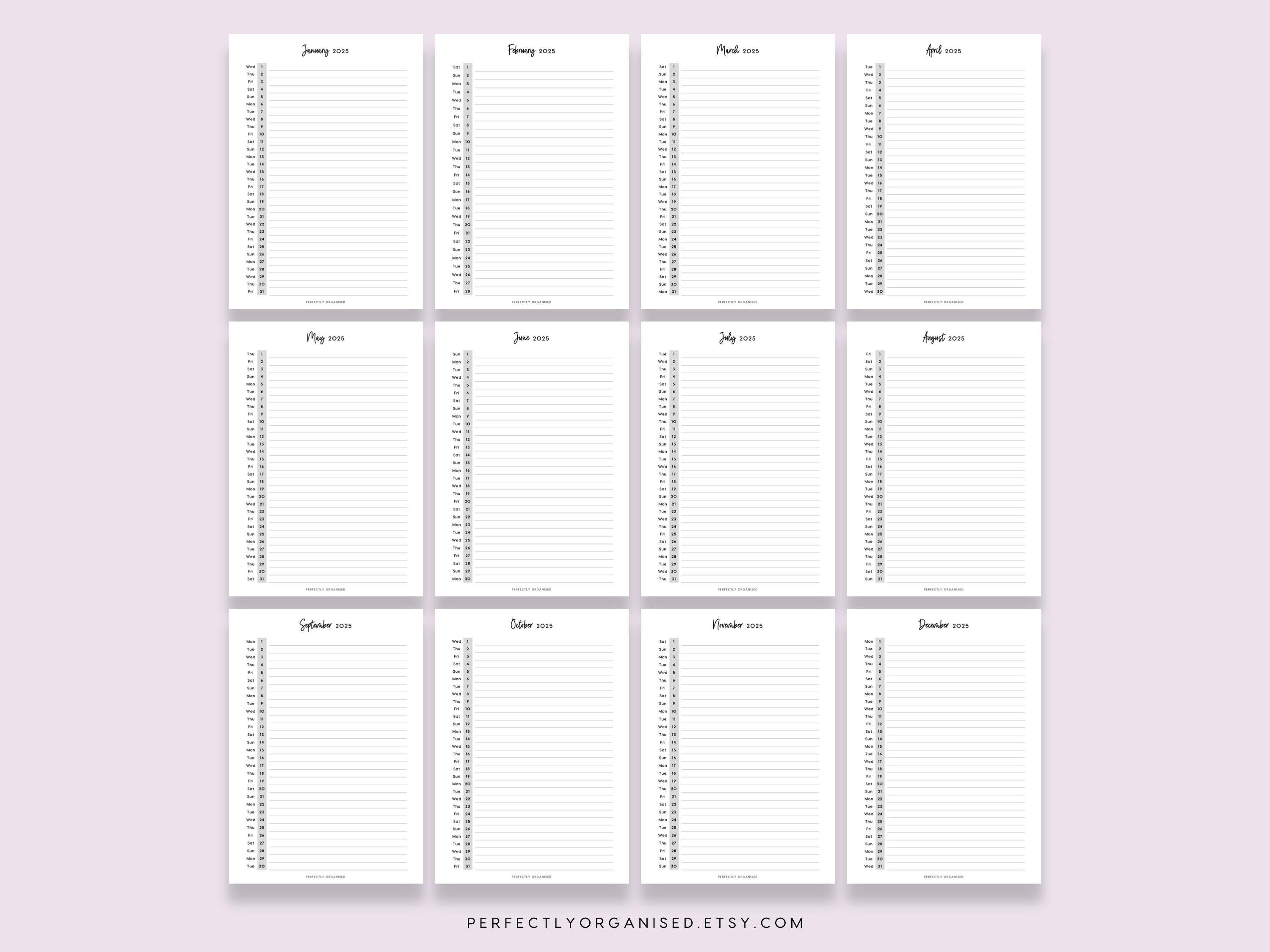 2025 Monthly Dates | 2025 Overview, 2025 Important Dates, 2025 Vertical ...