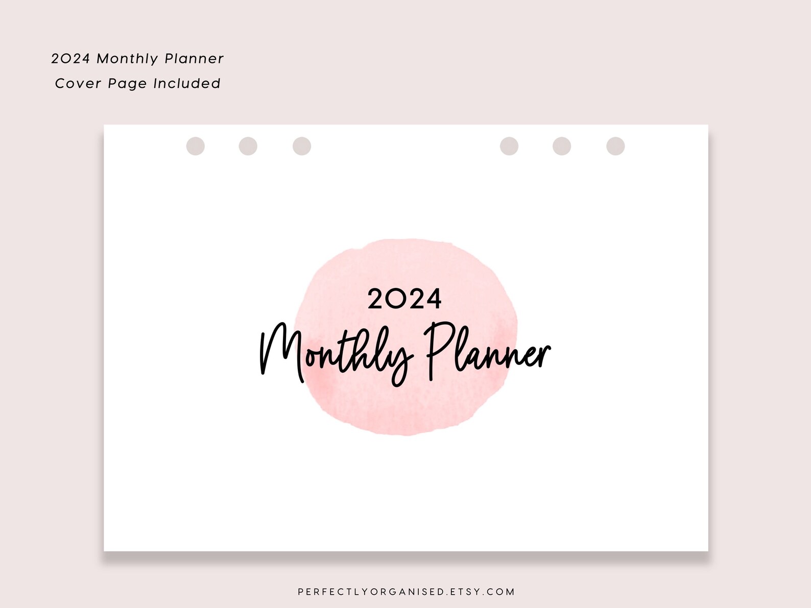 PRINTABLE 2024 Month on 1 Page 2024 Monthly Planner 2024 - Etsy