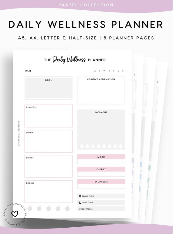 PRINTABLE Daily Wellness Planner Wellness Planner Wellness - Etsy