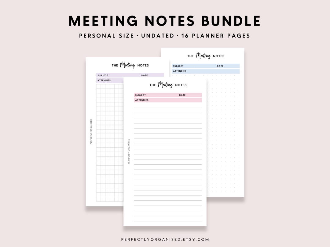 Meeting Notes Bundle | Meeting Notes Pages, Meeting Grid Notes, Meeting ...