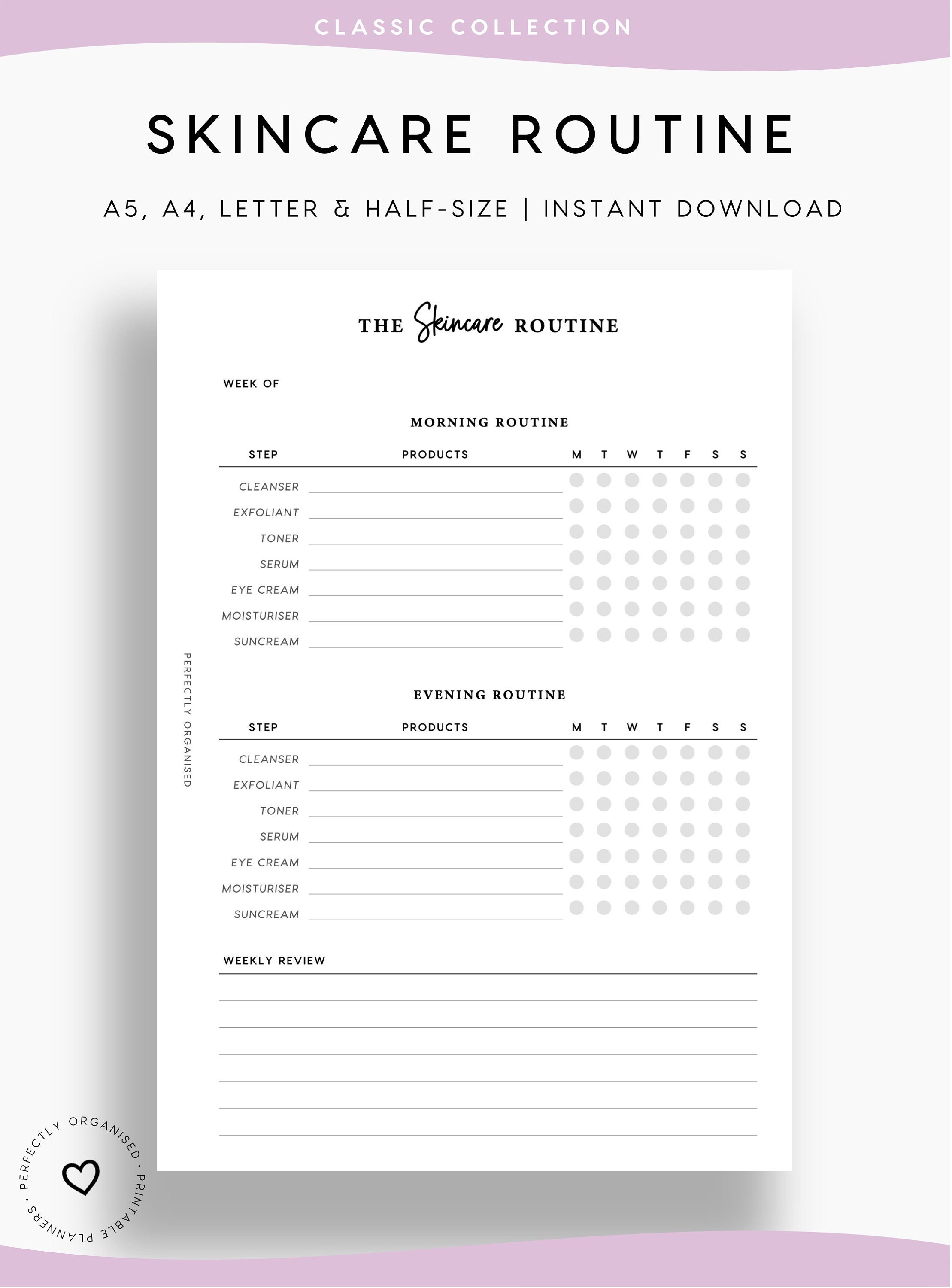 PRINTABLE Skincare Routine Skincare Tracker Self Care | Etsy PRINTABLE Skincare Routine Skincare Tracker Self Care | Etsy