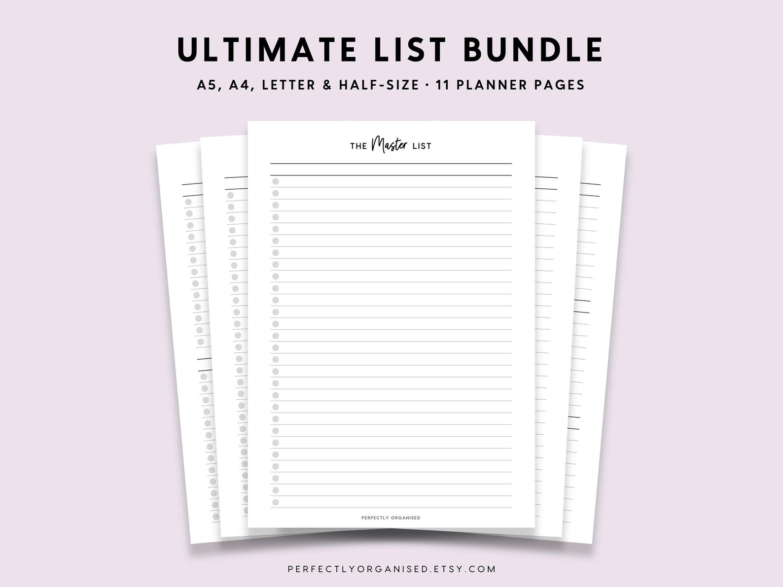 Ultimate List Bundle | to Do List, Shopping List, Grocery List, Wish ...