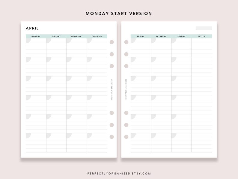 Lined Month on 2 Pages Printable: Pastel Monthly Planner Pages (A5 A4 ...