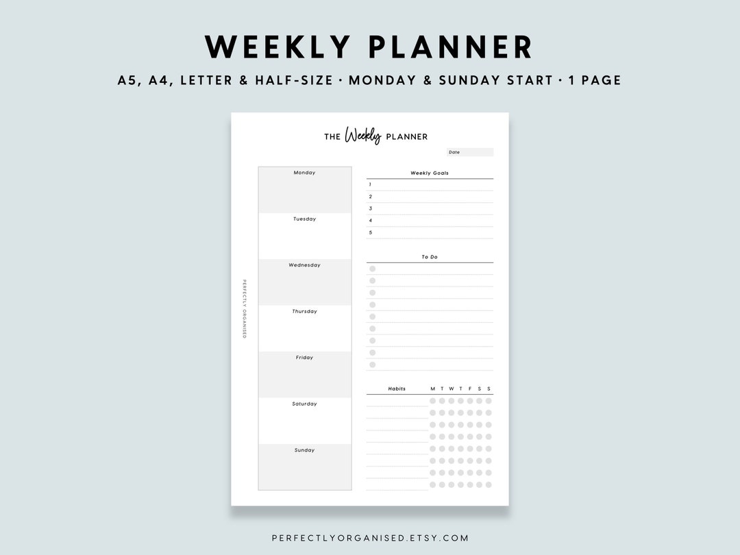 PRINTABLE Weekly Planner design 2 Weekly Plan, Weekly Schedule, Weekly ...