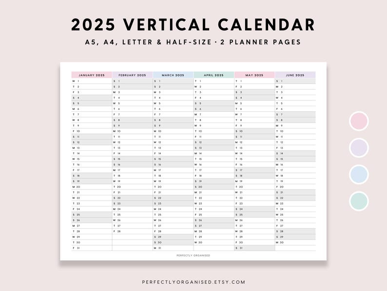 2025 Vertical Calendar | 2025 Planner, 2025 Foldout Vertical Calendar ...