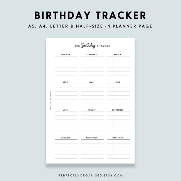 Birthday Tracker - Etsy