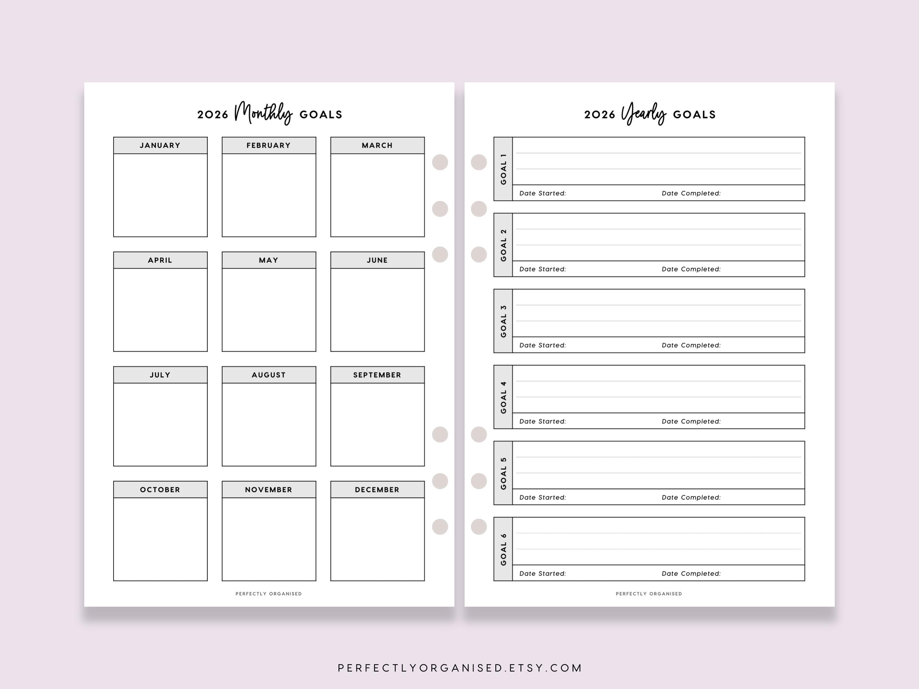2026 Goal Planner Printable: New Years Resolution Pages (A5 A4 Letter ...