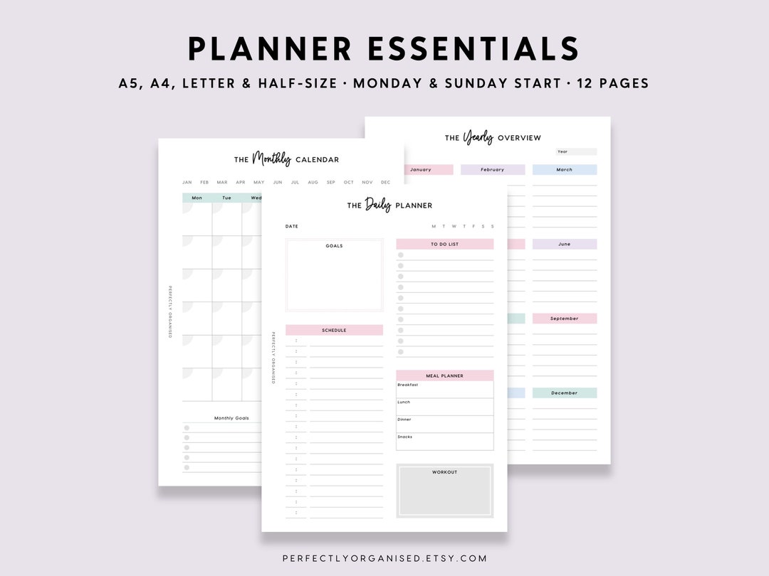 PRINTABLE Planner Essential Bundle Planning Bundle, Daily Planner ...