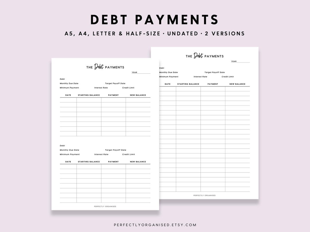 Debt Payments | Debt Repayment Pages, Debt , Debt Finance , Undated ...