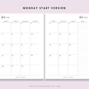 2025 Month on 2 Pages 2025 Monthly Planner, 2025 Monthly Inserts ...