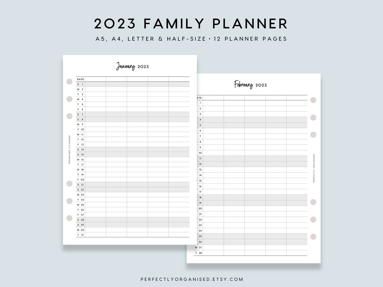 PRINTABLE 2023 Family Planner 2023 Family Calendar 2023 - Etsy UK