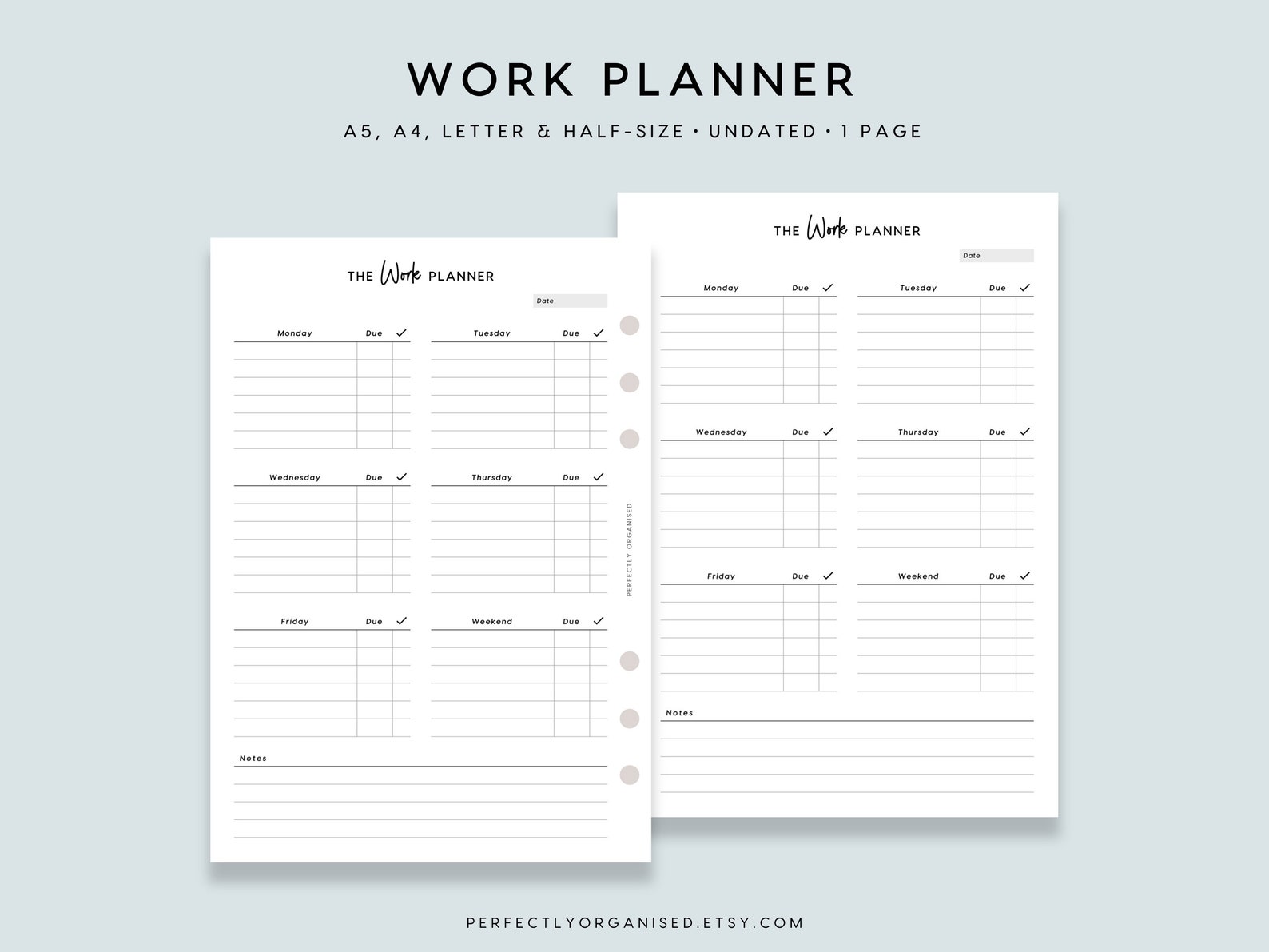 PRINTABLE Work Planner Work Tracker Work Schedule Workday - Etsy