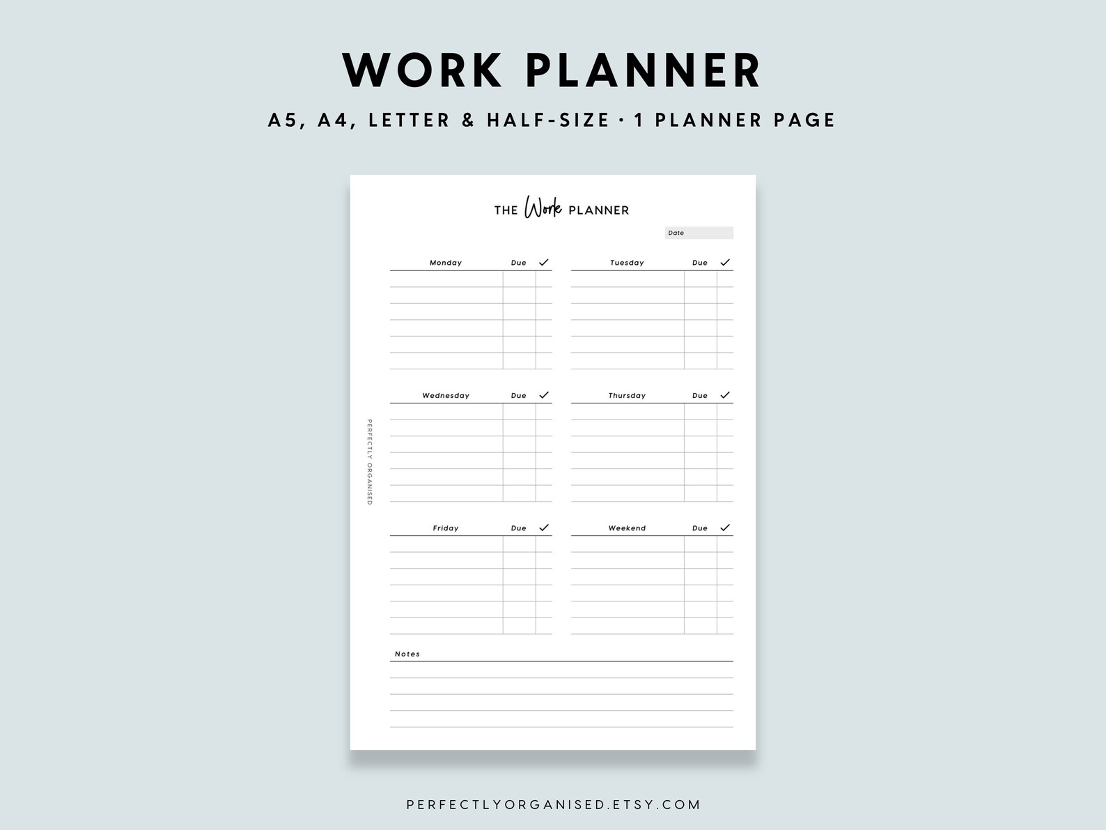PRINTABLE Work Planner Work Tracker, Work Schedule, Workday Planner ...