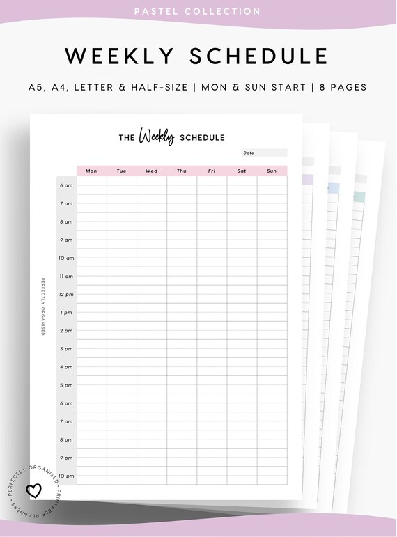 PRINTABLE Weekly Schedule Ideal Week Schedule Weekly - Etsy