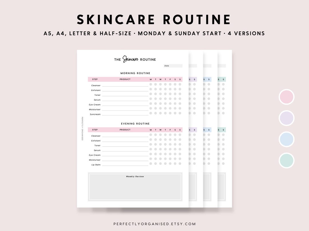 Skincare Routine | Skincare Tracker, Self Care Planner, Morning Routine ...