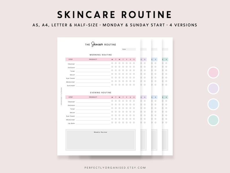 Skincare Routine | Skincare Tracker, Self Care Planner, Morning Routine ...