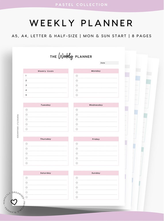 PRINTABLE Weekly Planner design 1 Weekly Plan Weekly | Etsy