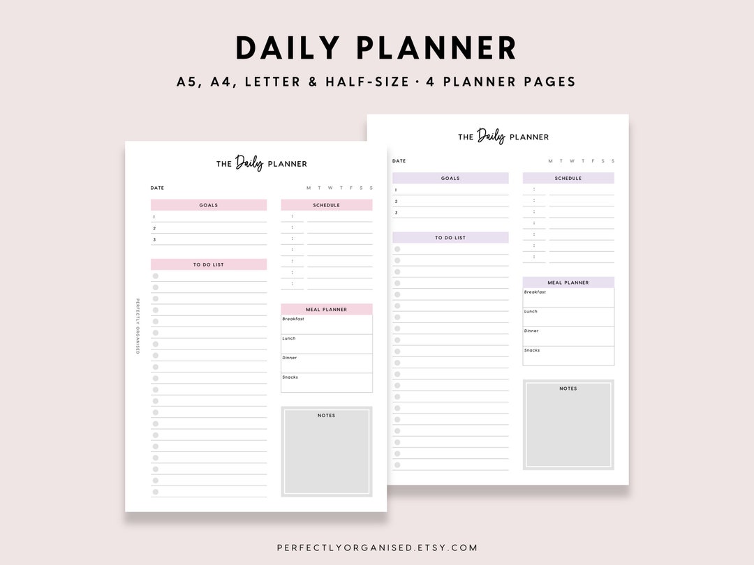 PRINTABLE Daily Planner 7 Daily Plan, Daily Schedule, Day Planner ...