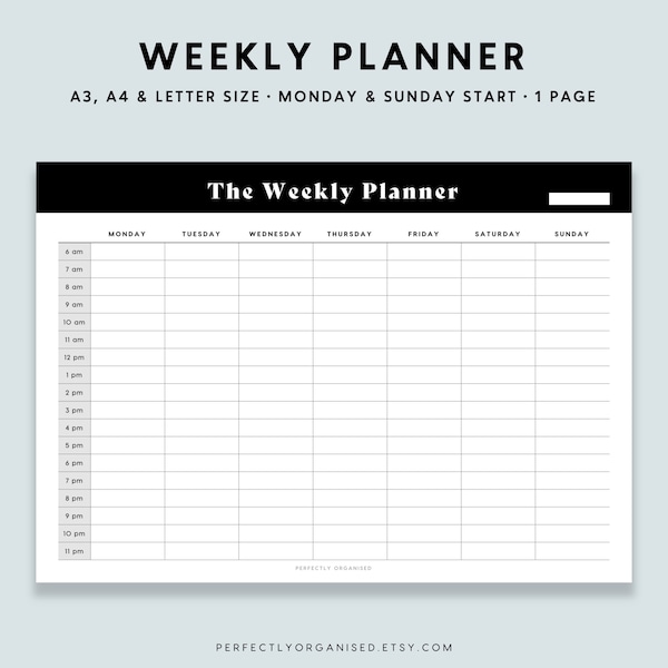A3 Week Planner - Etsy