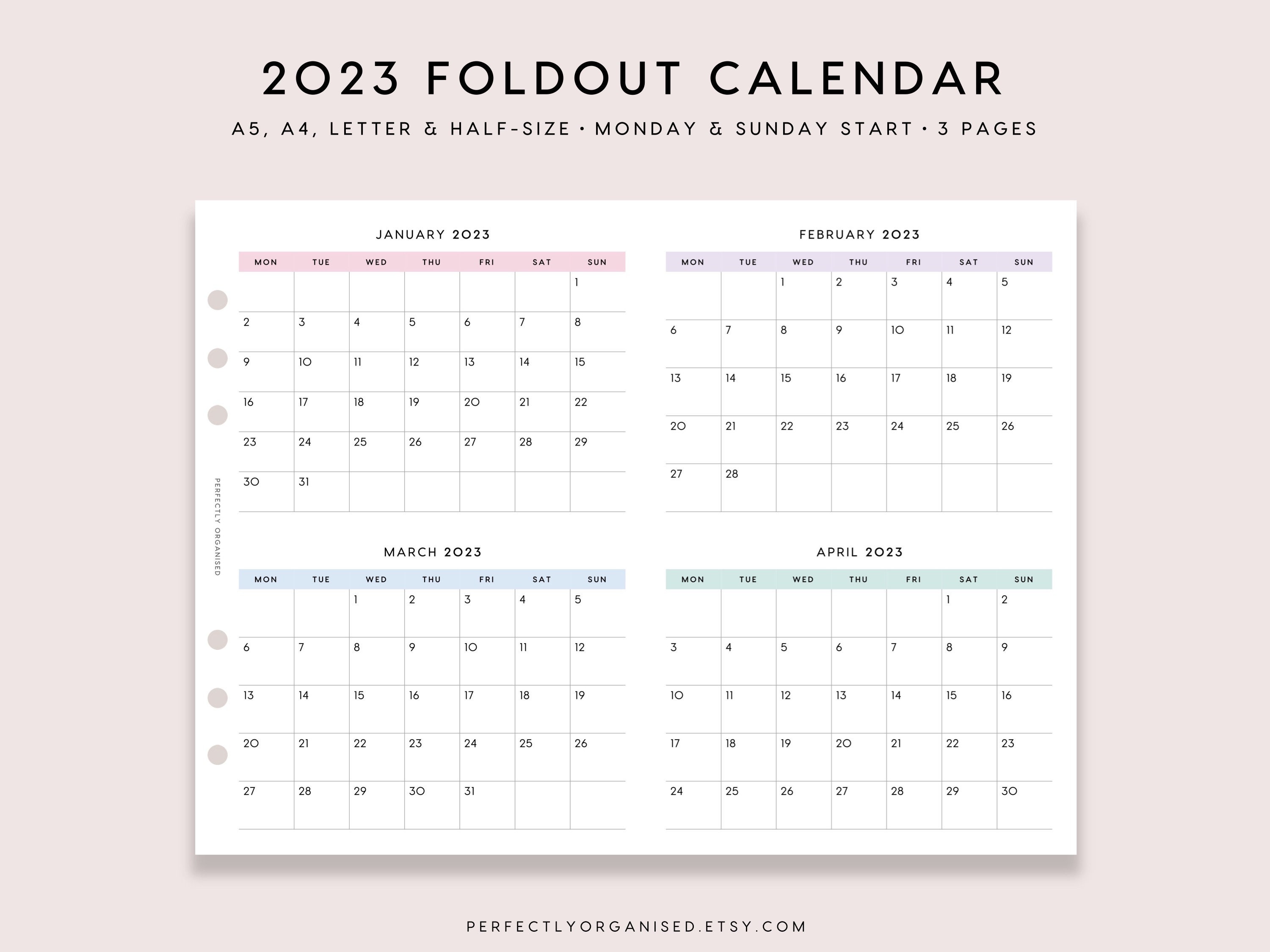 PRINTABLE 2023 Fold-out Calendar 2023 Calendar 2023 - Etsy UK