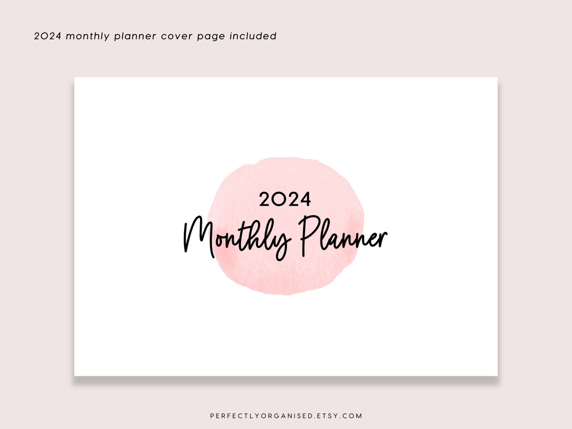 PRINTABLE 2024 Month on 1 Page 2024 Monthly Planner, 2024 Monthly ...